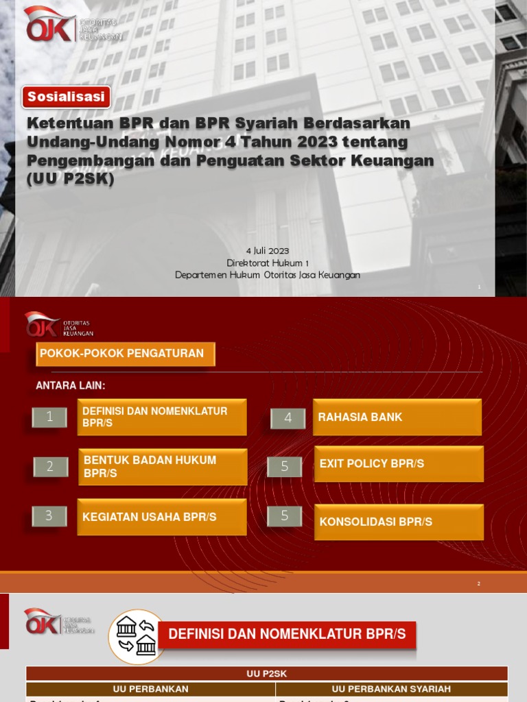 Bahan Narsum KR3 - Ketentuan BPR BPRS Berdasarkan UUP2SK | PDF