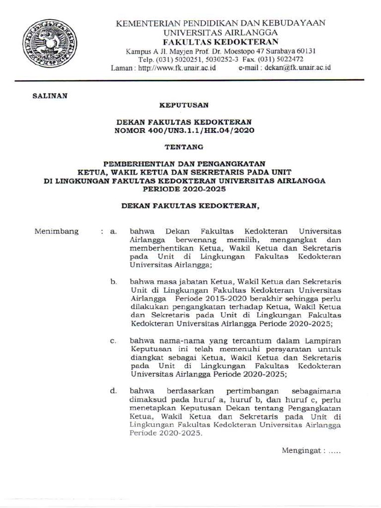 SK Unit FK Unair 2020 2025 | PDF