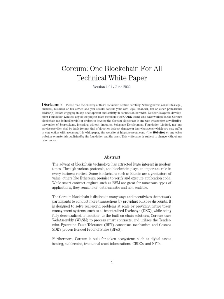 Coreum Technical Paper | PDF | Computers