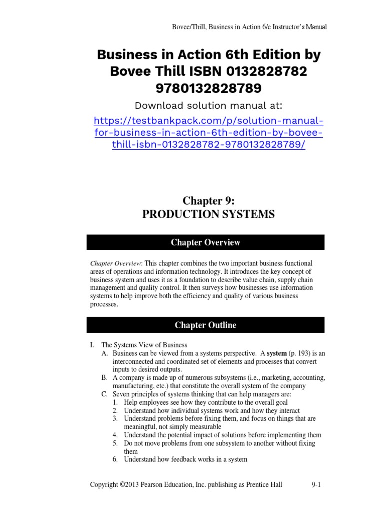 Business in Action 6th Edition Bovee Solutions Manual 1 | PDF