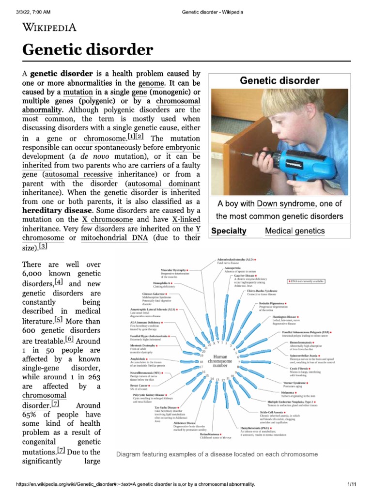 Genetic Disorder-Wikipedia | PDF