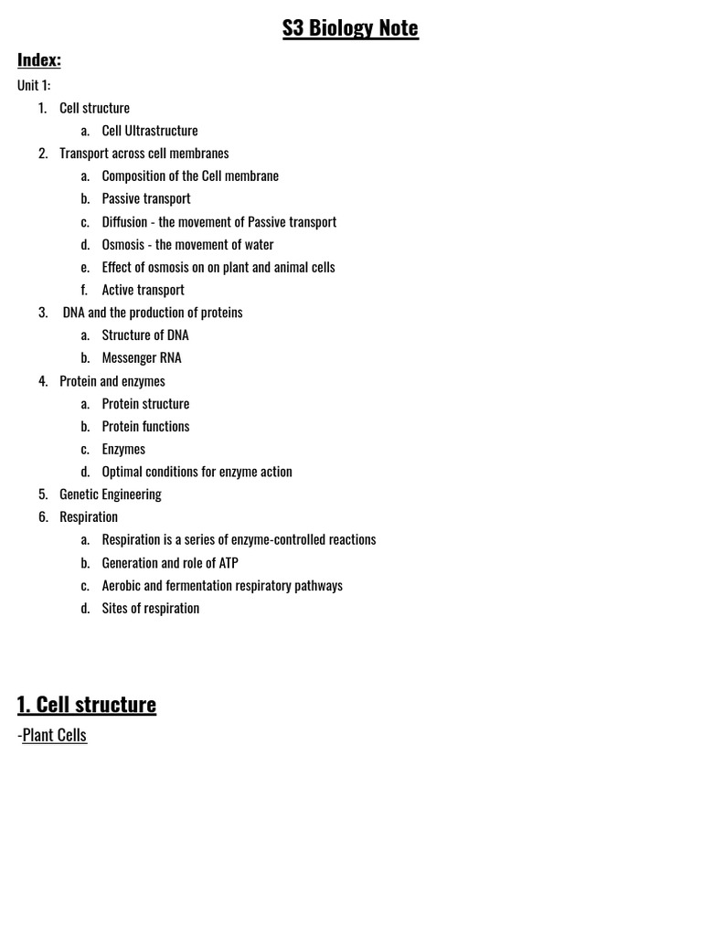 S3 Biology Notes | PDF