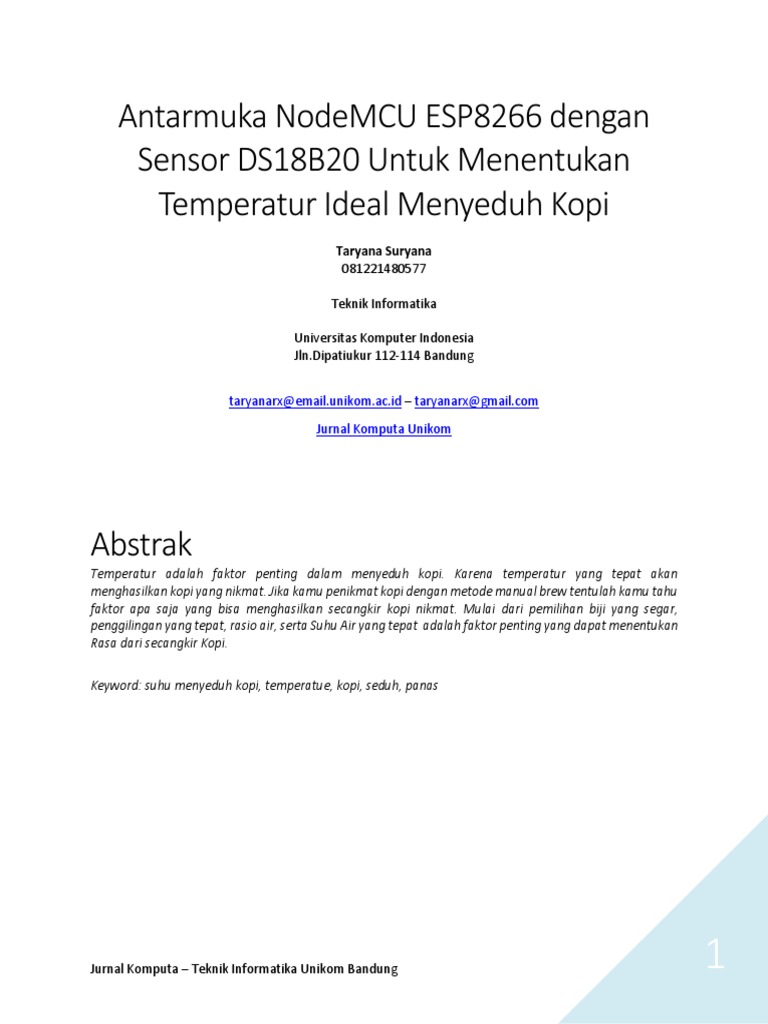Antarmuka NodeMCU ESP8266 Dengan Sensor DS18B20 Untuk Menentukan ...