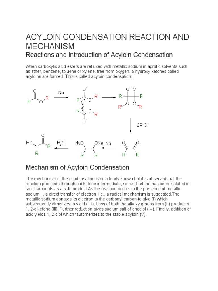 Acyloin Condensation Mechanism Explained | PDF | Science & Mathematics