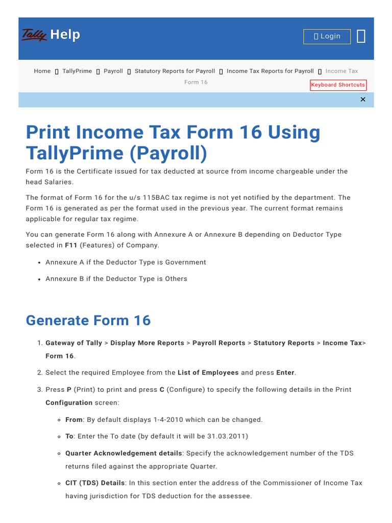 Income Tax Form 16 Tally | PDF | Payroll Tax | Salary