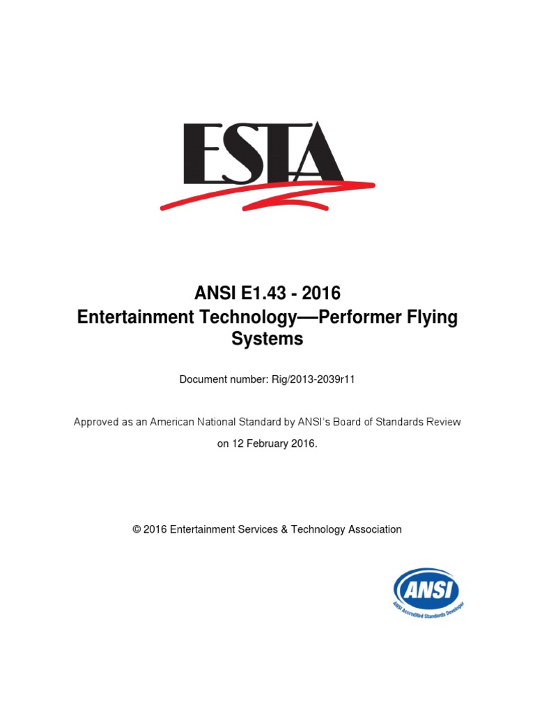 ANSI E1-43 - 2016 Performer Flying Systems | PDF