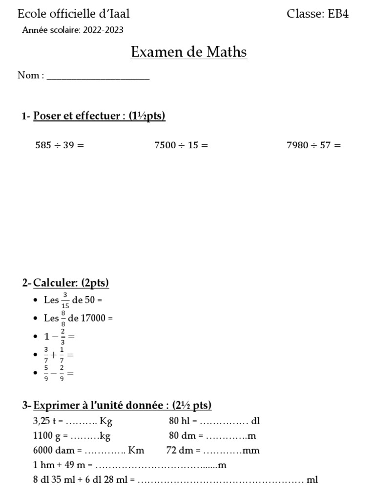 EB5 CM2 Math 2023 | PDF