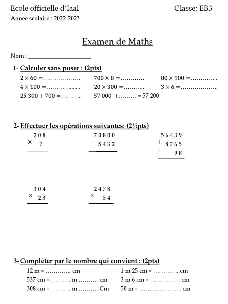 EB3 CE2 Math 2023 | PDF
