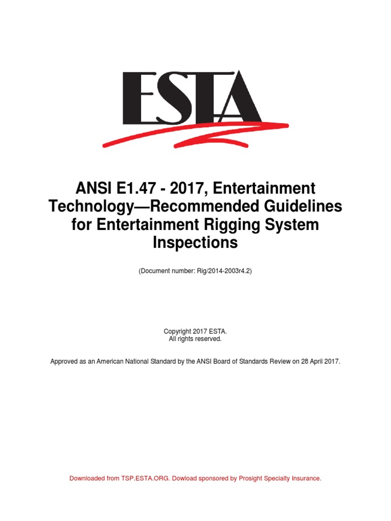 ANSI E1-47 - 2014 Rigging Systems Inspections | PDF