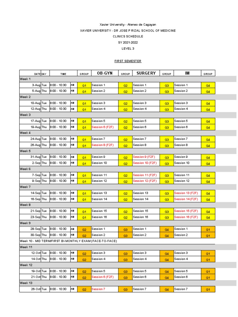 Level 3 Clinics Schedule Clinics Groupings Group Leaders and Preceptors ...