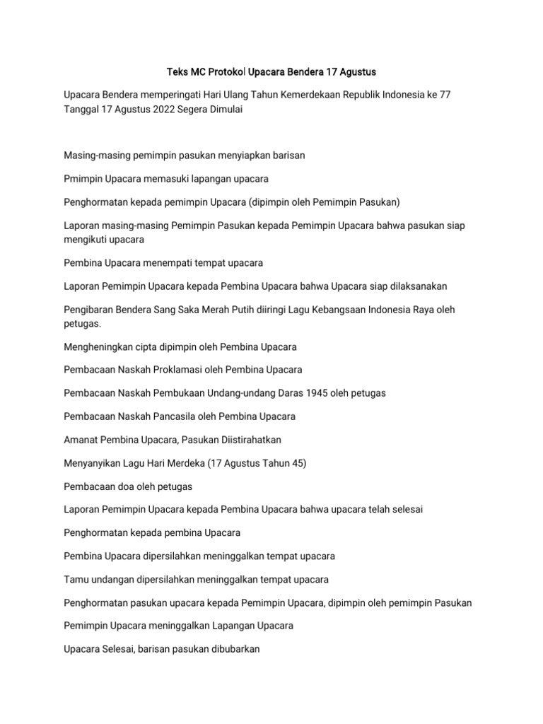 Teks MC Upacara 17 Agustus-1 | PDF