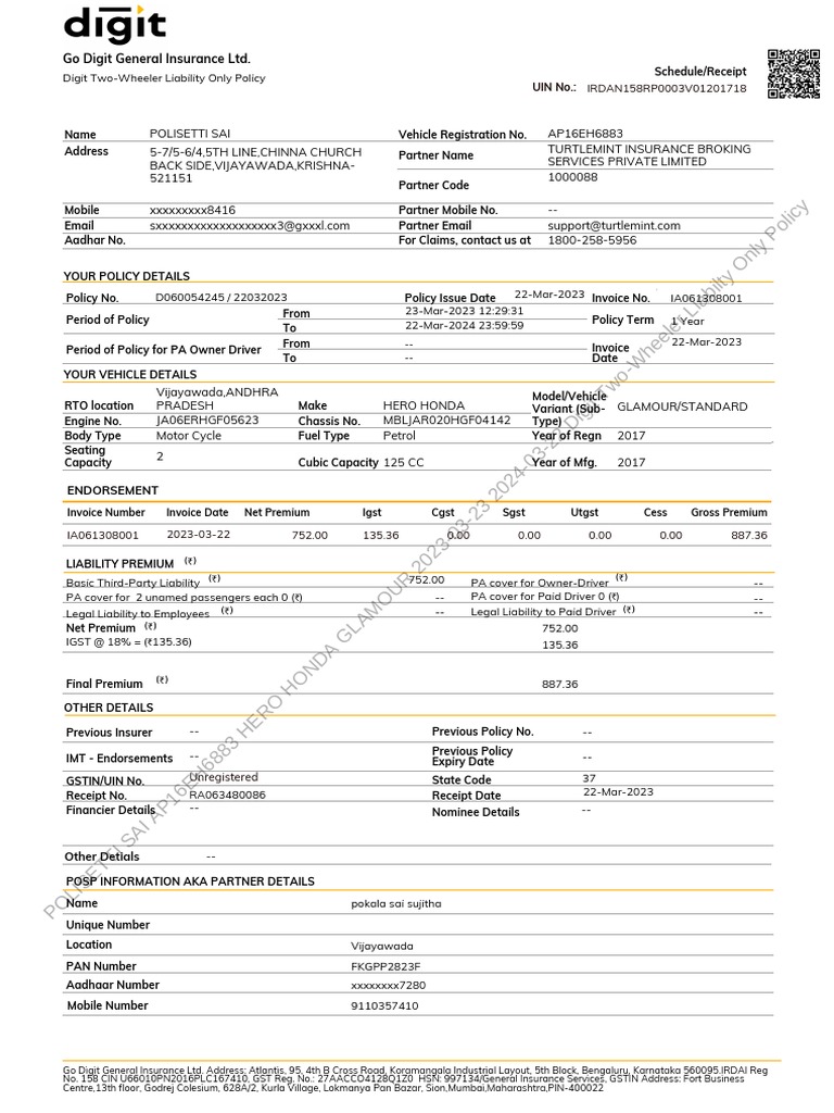 Bike Insurance 2023 | PDF | Driver's License | Insurance