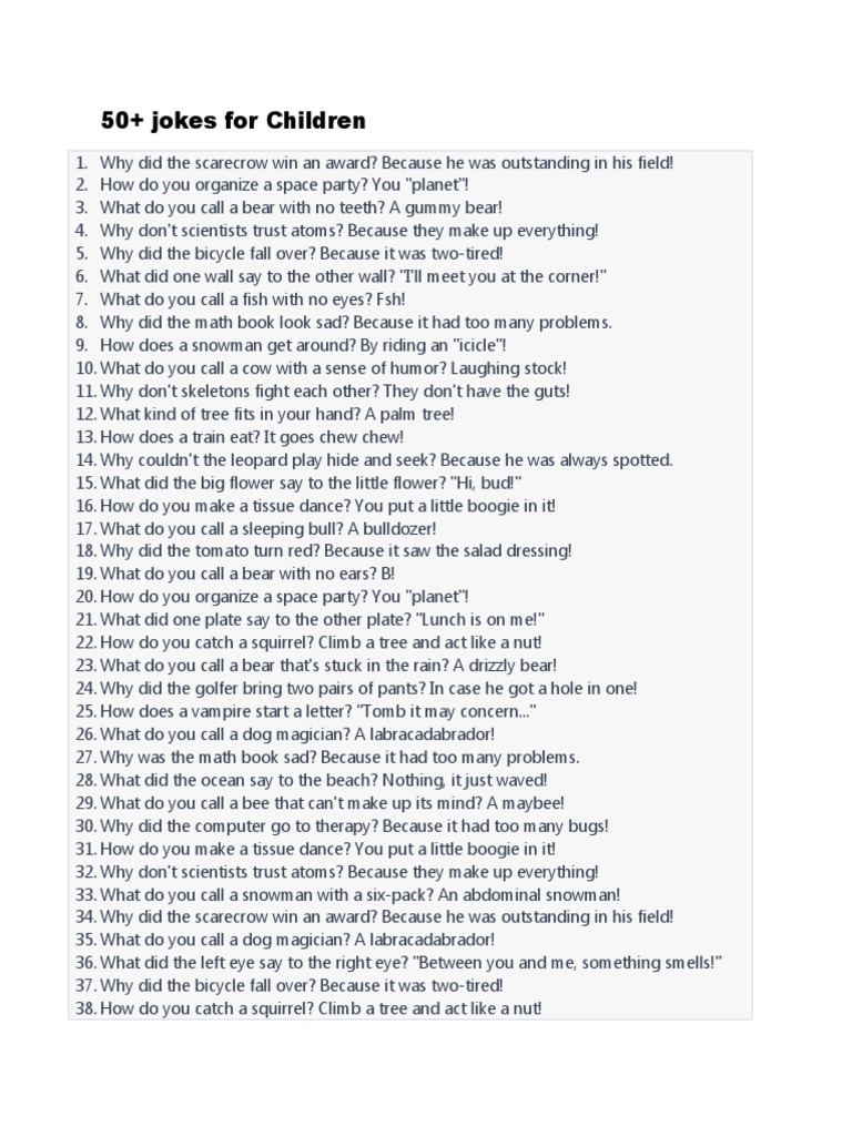 50 Plus Jokes For Children | PDF