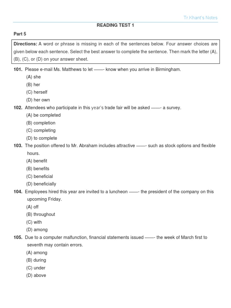Reading Test 1-1 | PDF | Flooring | Physical Education