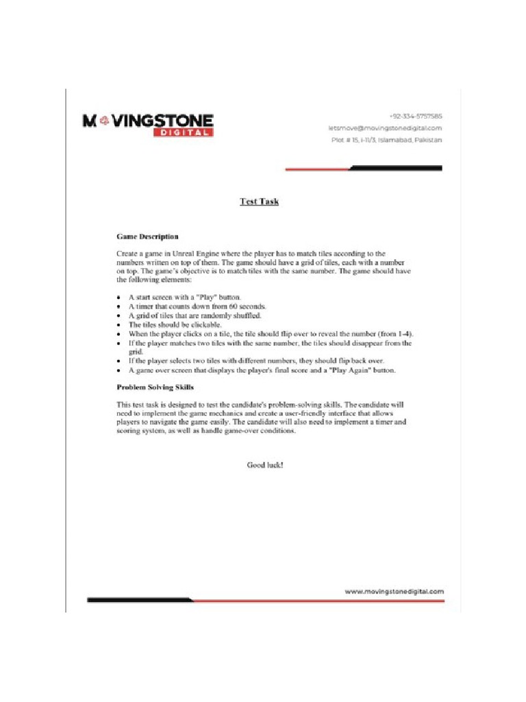 Moving Stone Task | PDF