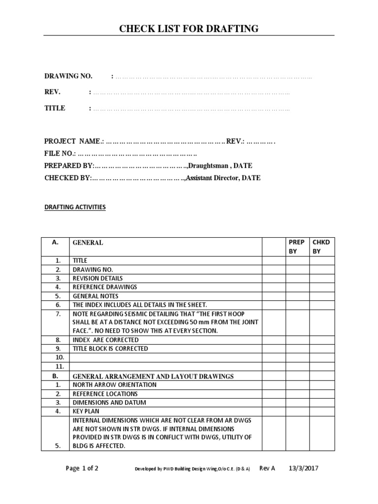 Checklist RevA Drafting | PDF