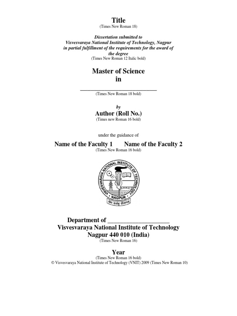 M.SC Dissertation FORMAT 1 | PDF | Thesis | Writing