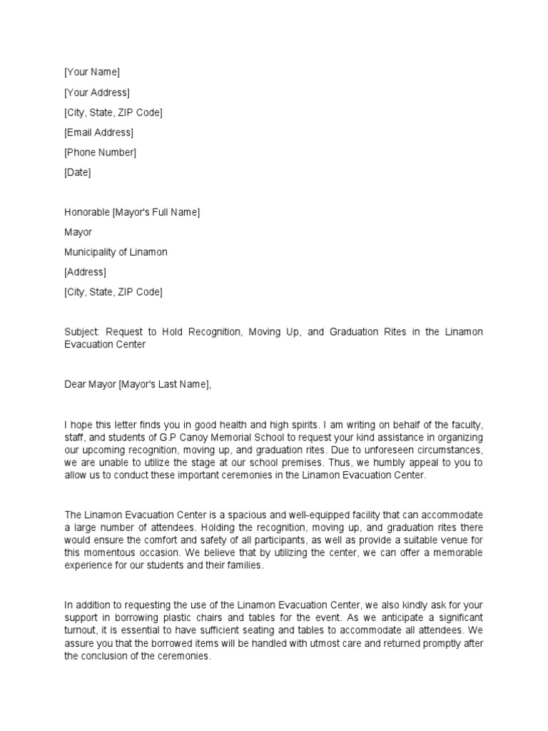 Request for Graduation Venue in Linamon | PDF | Career & Growth | Foreign Language Studies