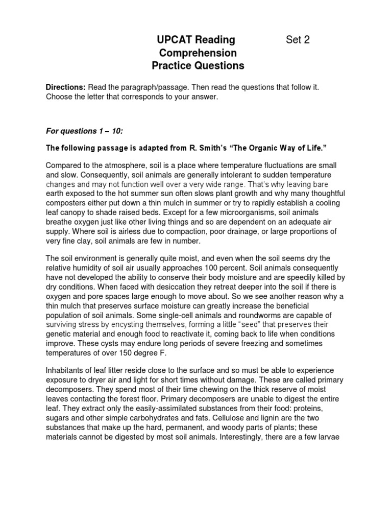 UPCAT Reading Comprehension Practice | PDF | Science & Mathematics