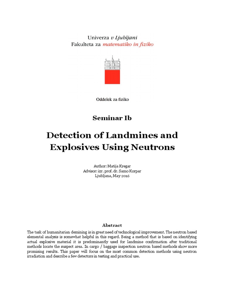 Detection Of Landmines And Explosives Using Neutrons Pdf