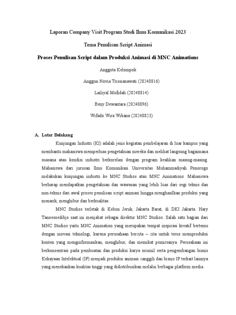 Penulisan Naskah Animasi | PDF