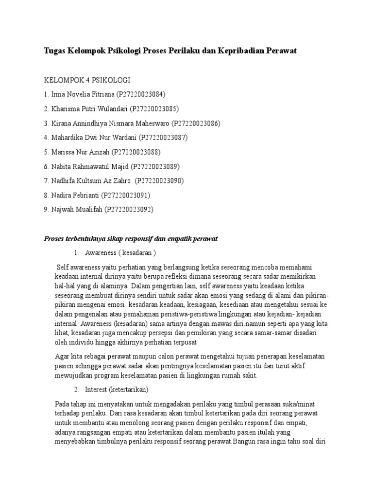 RPL Psikologi Kelompok 4 | PDF | Pengembangan Diri