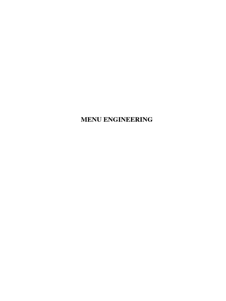 Menu Engineering | PDF
