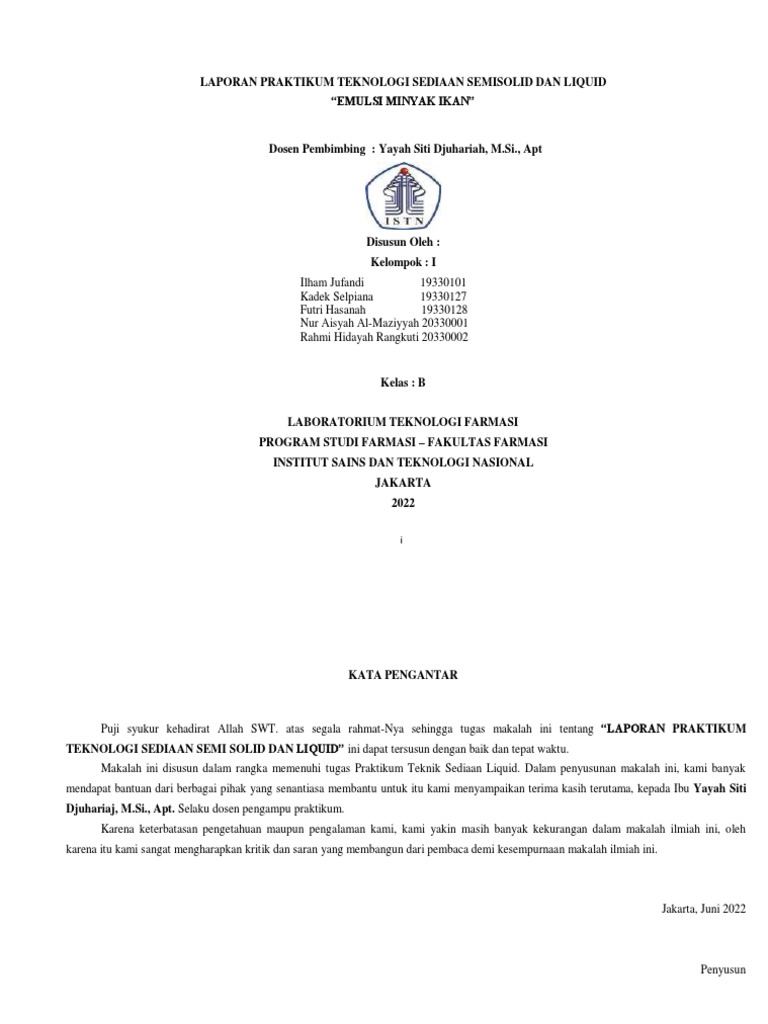 Laporan Praktikum Emulsi Minyak Ikan | PDF