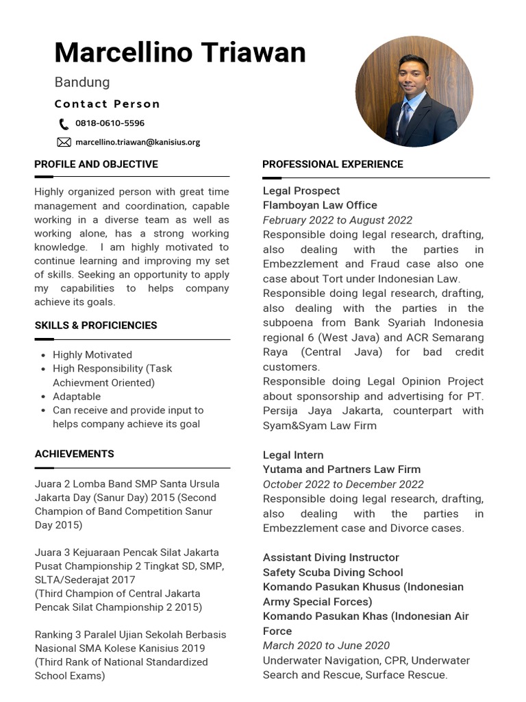 Marcellino Triawan Curriculum Vitae July 2023 | PDF
