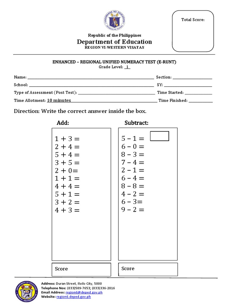 Post E-RUNT Grade-1 | PDF