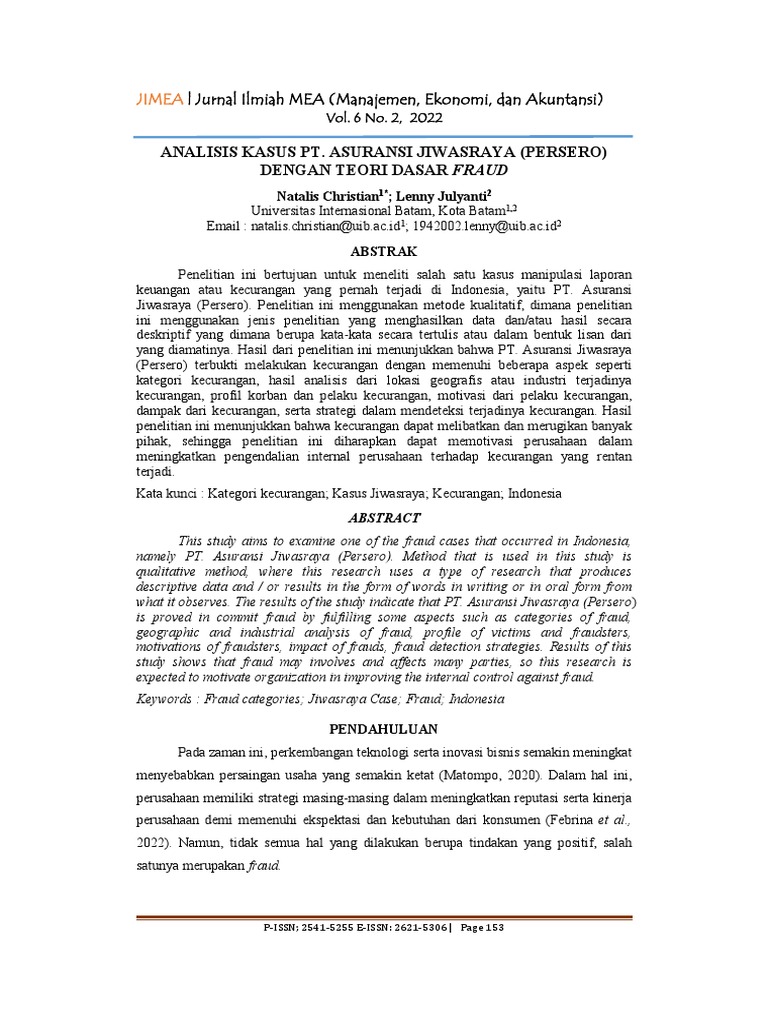 Analisis Kasus Pt. Asuransi Jiwasraya (Persero) Dengan Teori Dasar ...