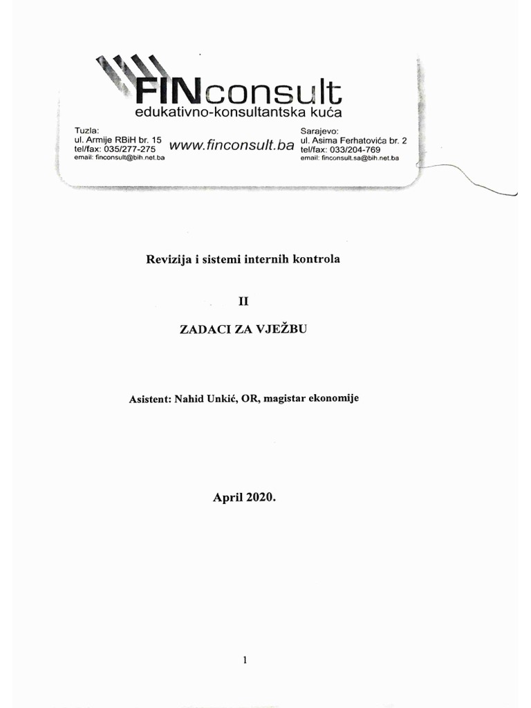 Revizija - Zadaci Za Vježbu II | PDF