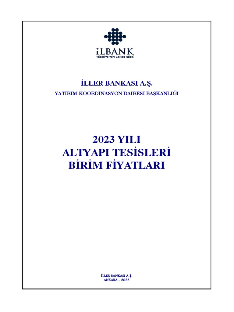 İller Bankasi A.Ş. 2023 Yili Bi̇ri̇m Fi̇yatlar | PDF