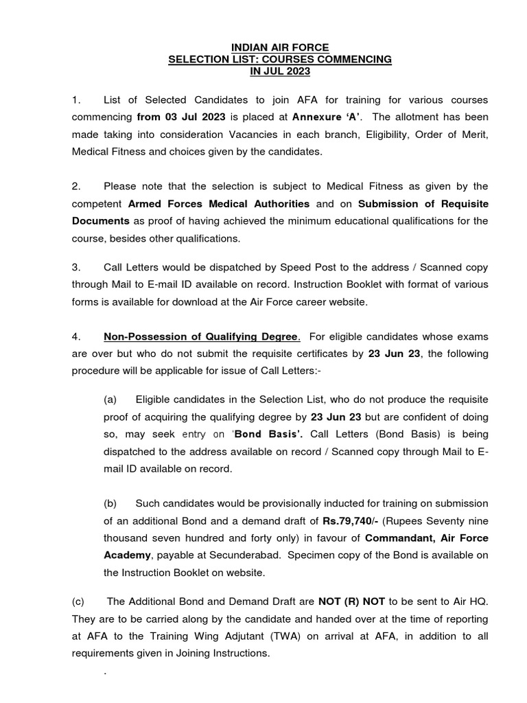 13-Jun-23 SELECTION LIST FINAL JUL 2023 | PDF