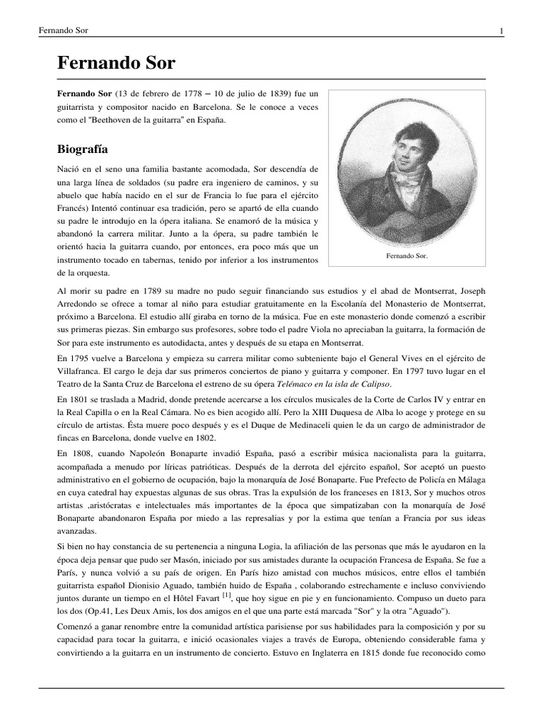 Fernando Sor: Vida y Legado | PDF