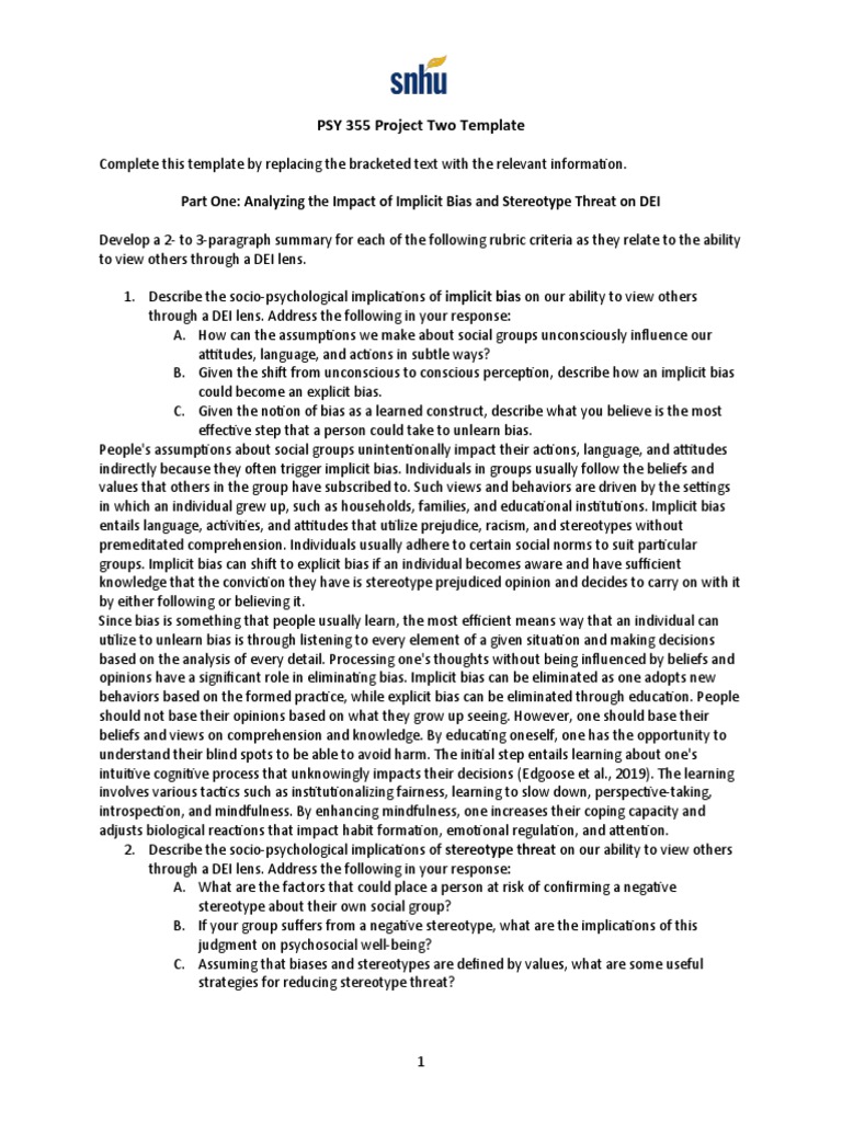 PSY 355 Project Two Template | PDF | Career & Growth
