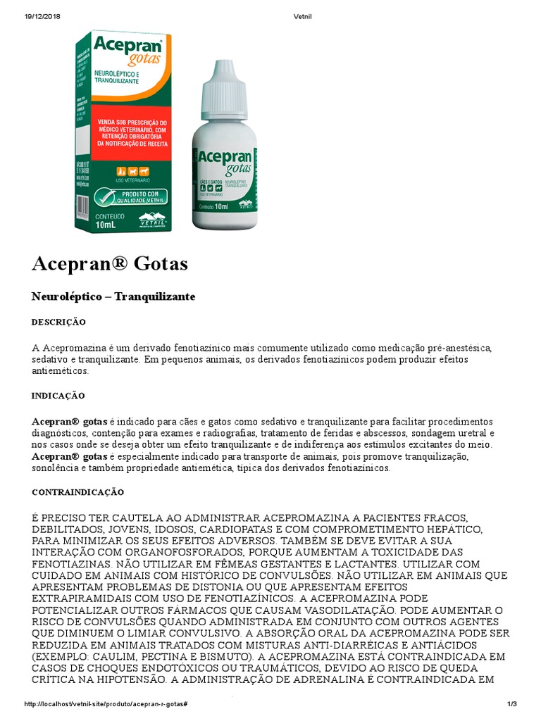 Uso e Dosagem de Acepran Gotas | PDF