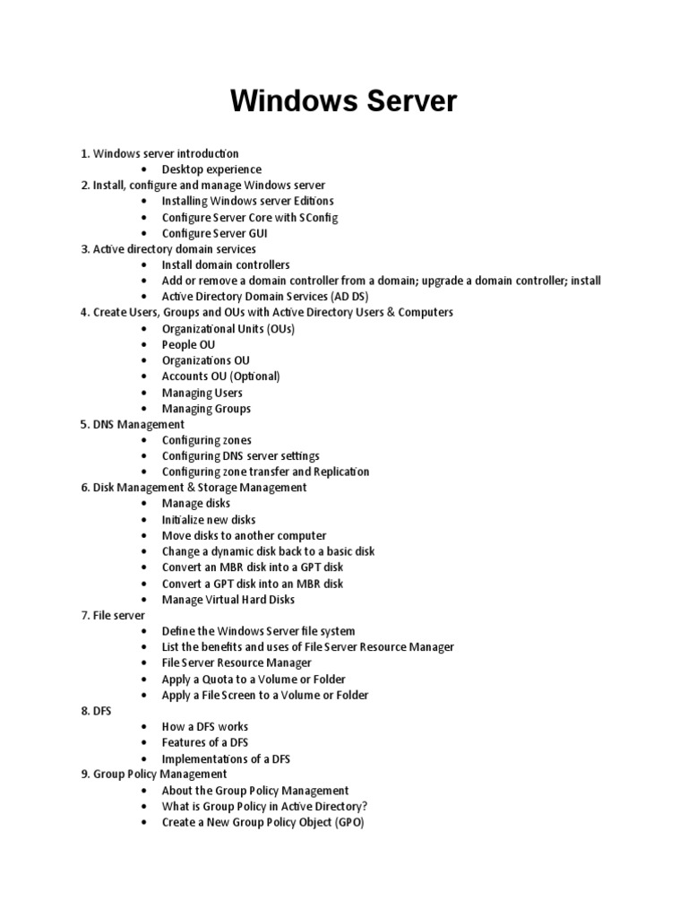 Windows Server Setup & Management Guide | PDF | Group Policy | Active Directory