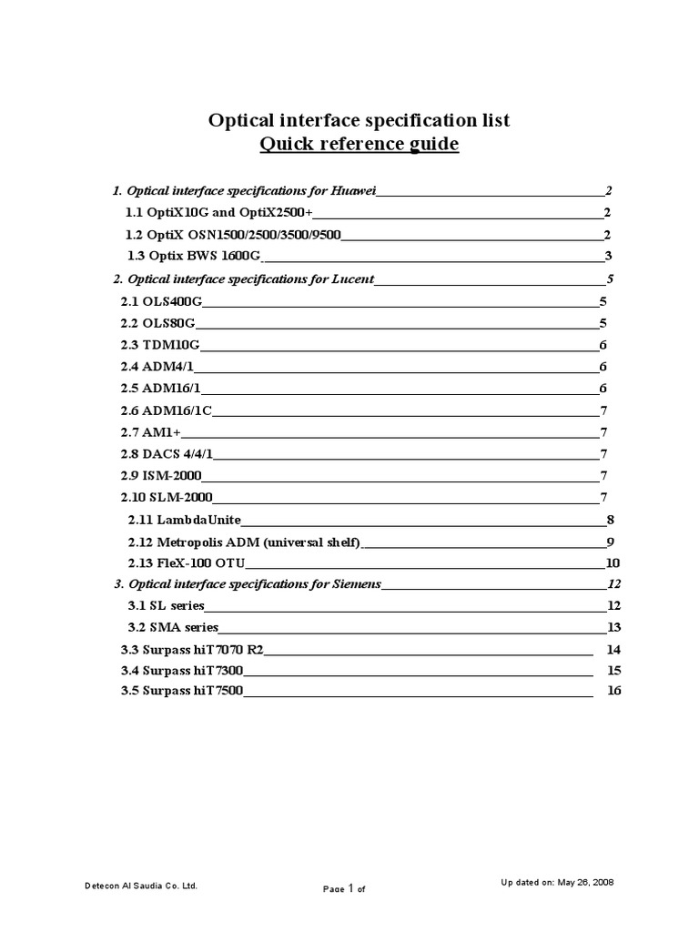 Optical Interface Specifications | PDF | Decibel | Wavelength Division Multiplexing