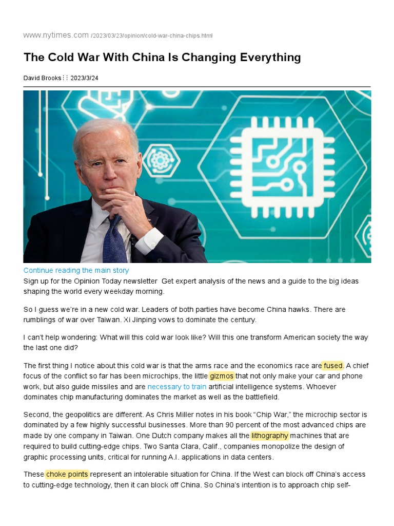 Cold War Dynamics: U.S.-China Chip Rivalry | PDF