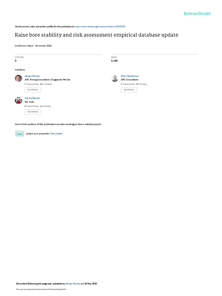 Raise Bore Stability and Risk Assessment Empirical Database Update ...