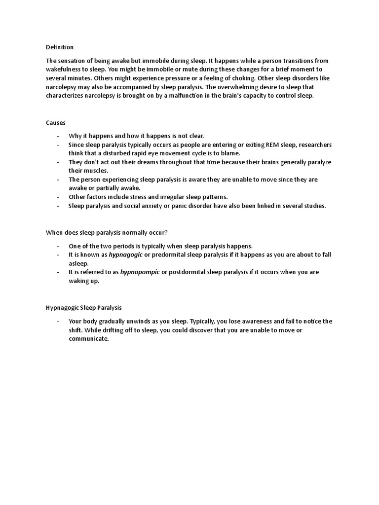 Sleep Paralysis | PDF