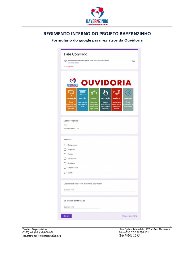 Anexo 10 Formulário Google para Ouvidoria | PDF