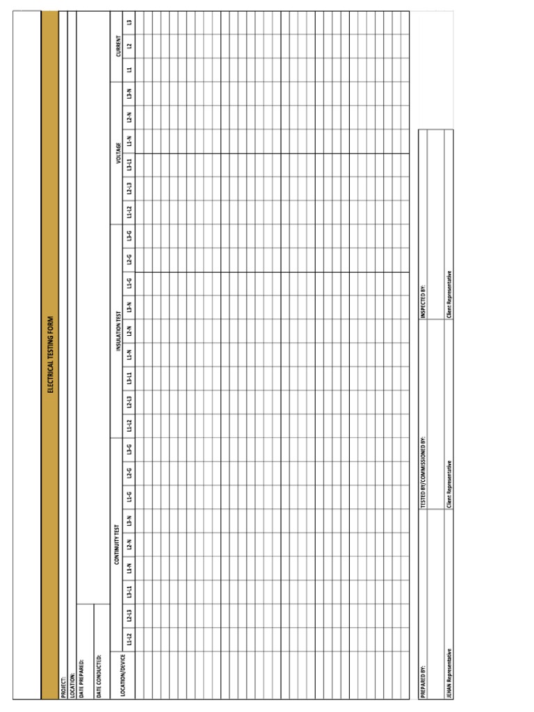 Electrical Testing Form | PDF