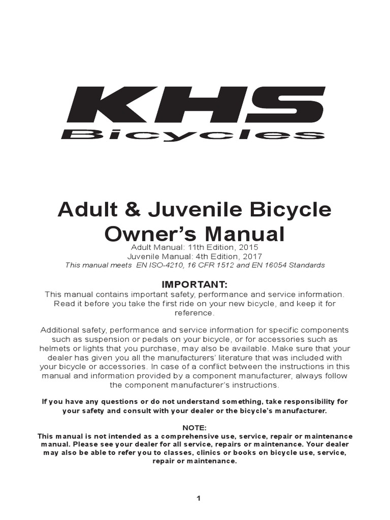 KHS Owners Manual | PDF
