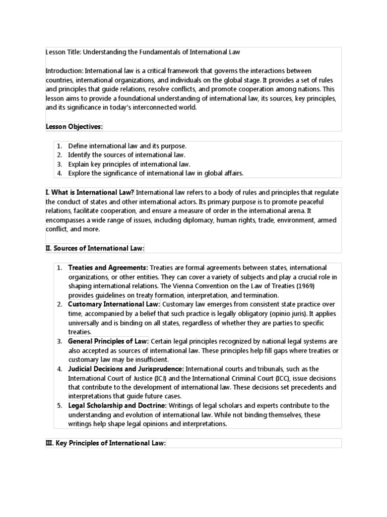Understanding The Fundamentals of International Law | PDF