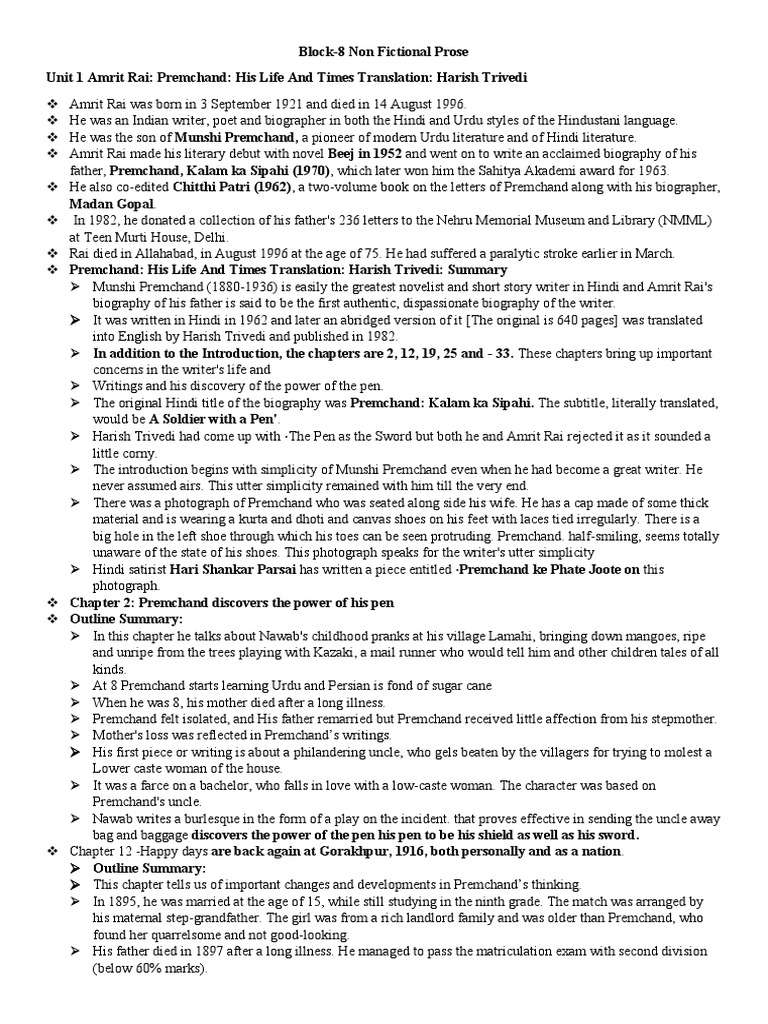 Block 8 Non Fictional Prose | PDF | Poetry | Classics