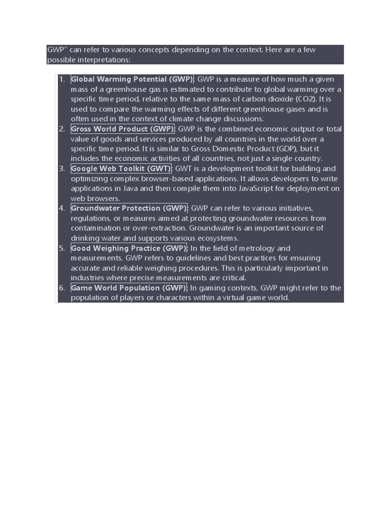 GWP | PDF | Science & Mathematics