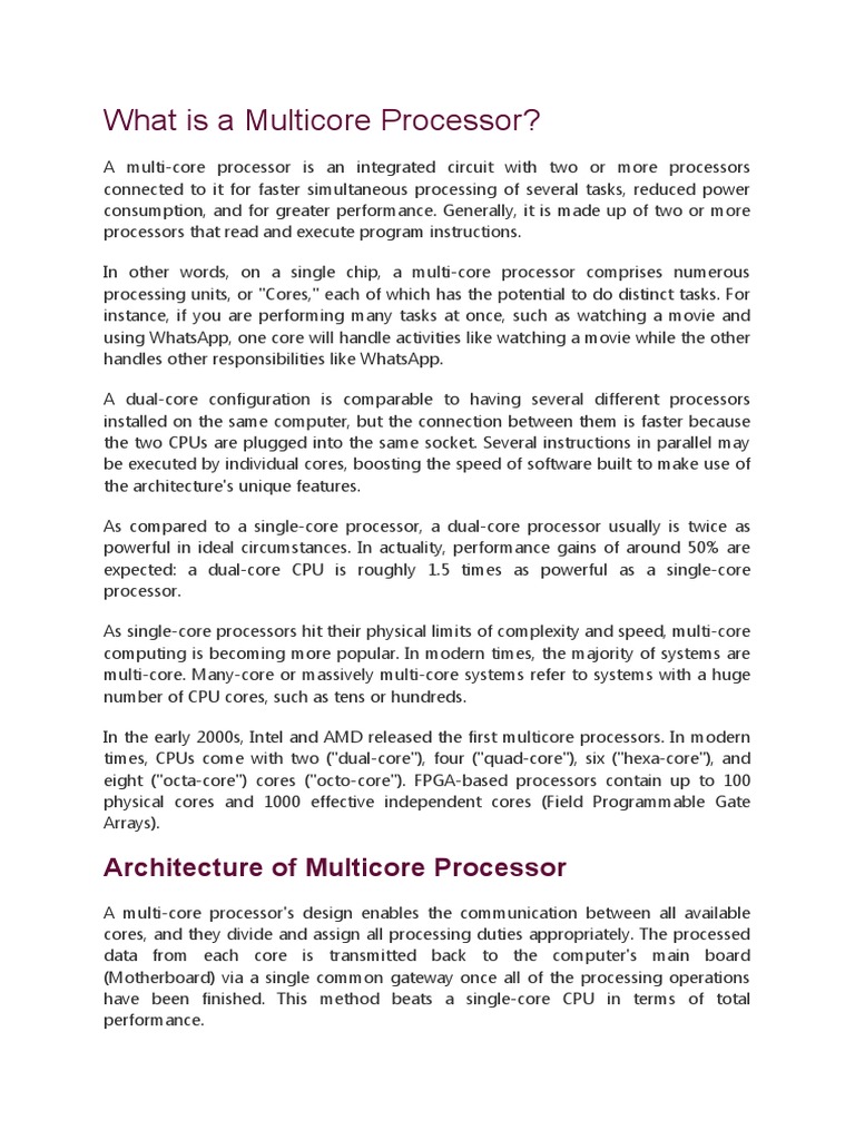 What Is A Multicore Processor | PDF