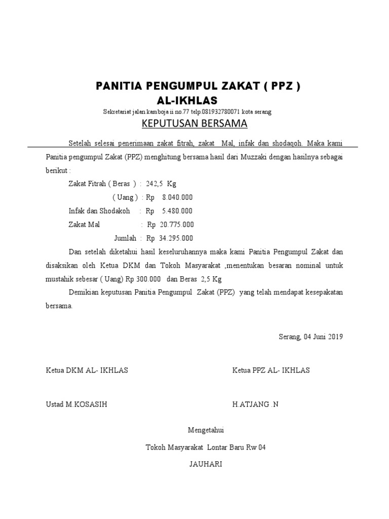 Keputusan Bersama - PPZ | PDF